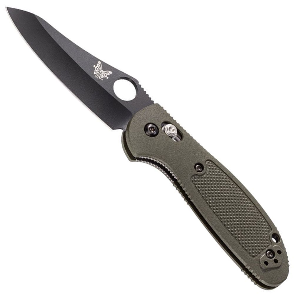 Benchmade Mini Griptilian 2.8 Inch Black Plain Blade Folding Knife ...