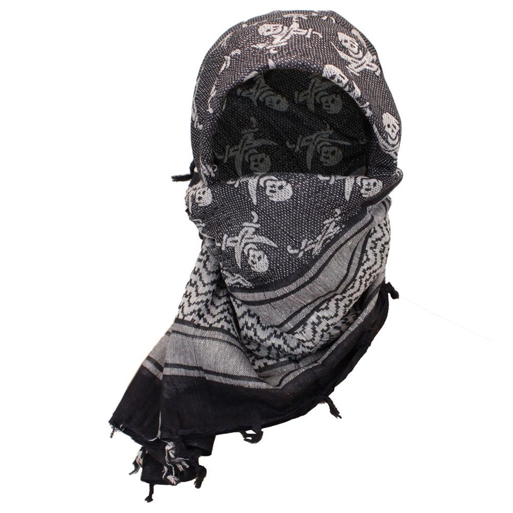 Shemagh Skull Print Arab Scarf - Black | Camouflage.ca