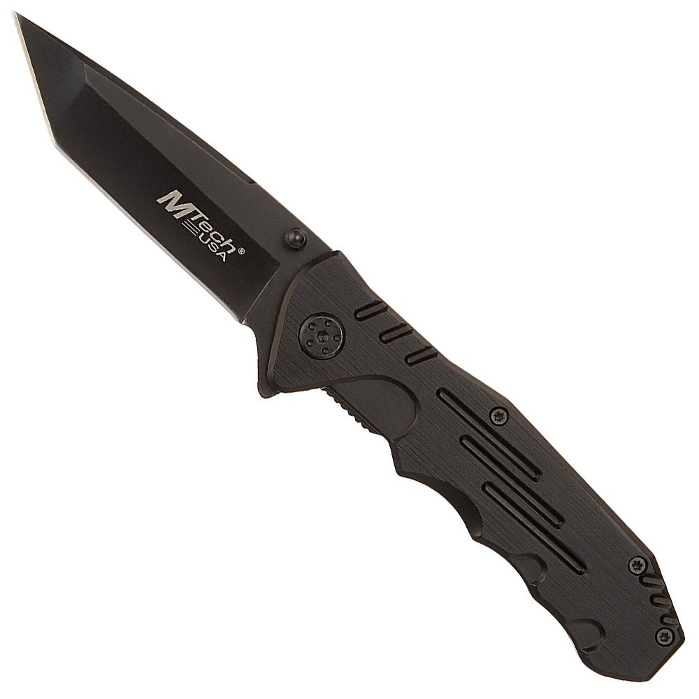 MTech USA Brushed Metal Black Tactical Folding Knife | camouflage.ca